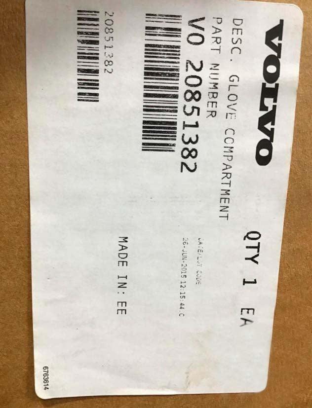 20851382 Genuine Volvo Glove Compartment – Truck To Trailer
