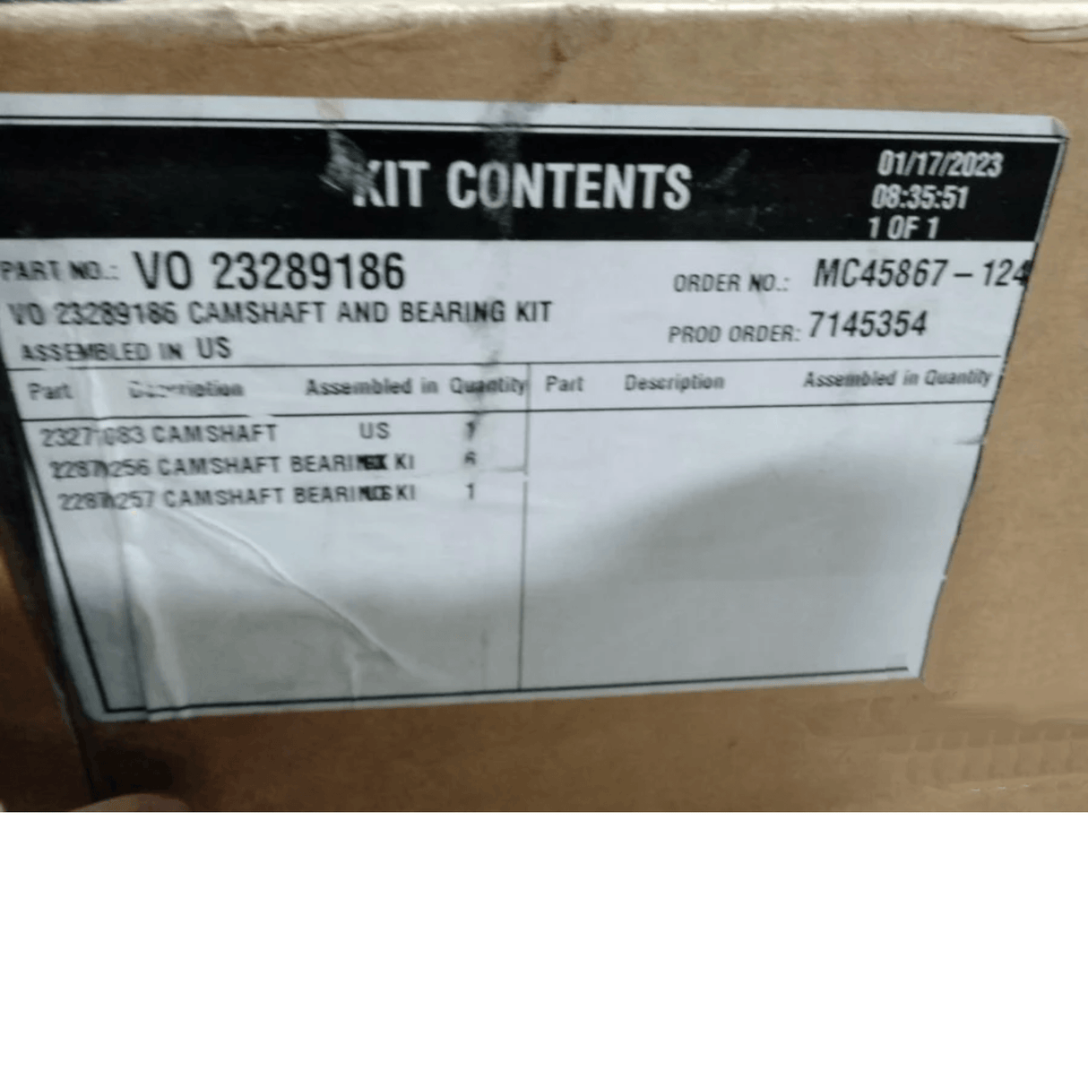 23289186 Genuine Volvo Camshaft And Bearing Kit – Truck To Trailer