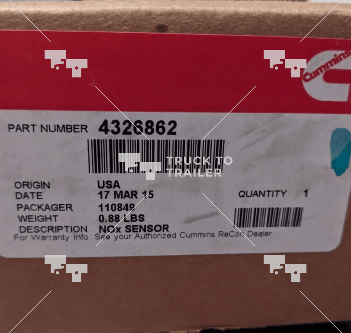 4326862 Genuine Cummins® Nox Nitrogen Oxide Sensor – Truck To Trailer